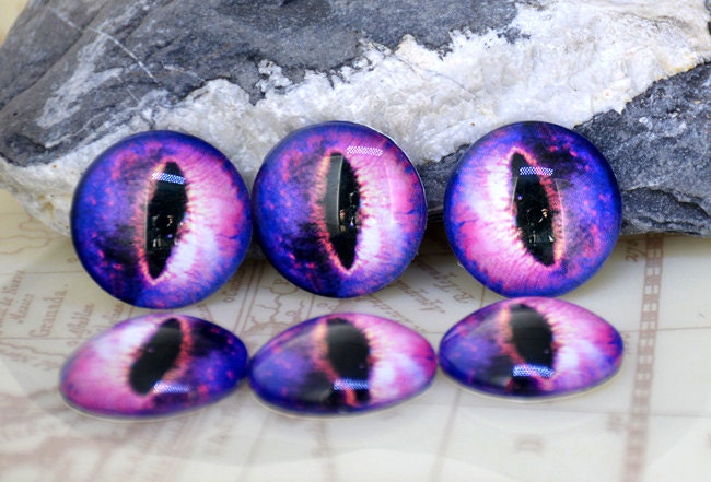 Dragon Purple Eye Handmade Photo Glass Cabochon Glass Dome | Etsy