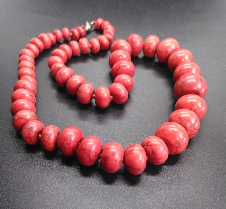 Red Howlite Turquise Necklace 8mm-18mm Rondelle Red Turquoise - Etsy