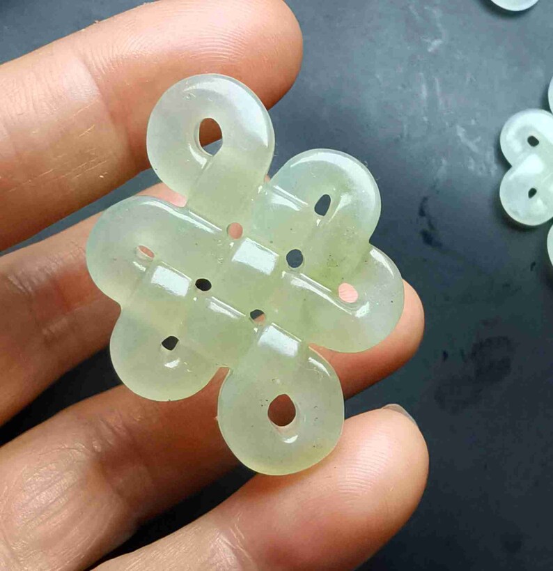 Chinese Knot Jade Pendant White Green Carved Natural Jade - Etsy