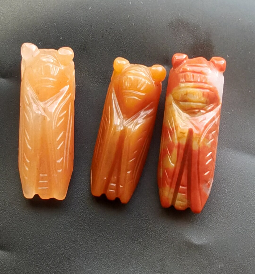 Carving 3D Cicada Leaf Natural Red Yellow Jade Stone Pendant,spacer ...