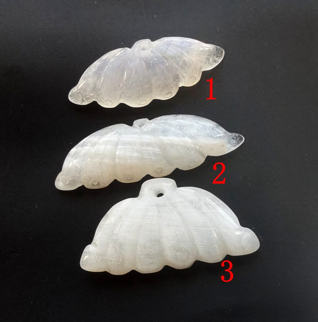 Carved Moonstone Angel Wings Pendant: Mythical Amulet Necklace - Etsy