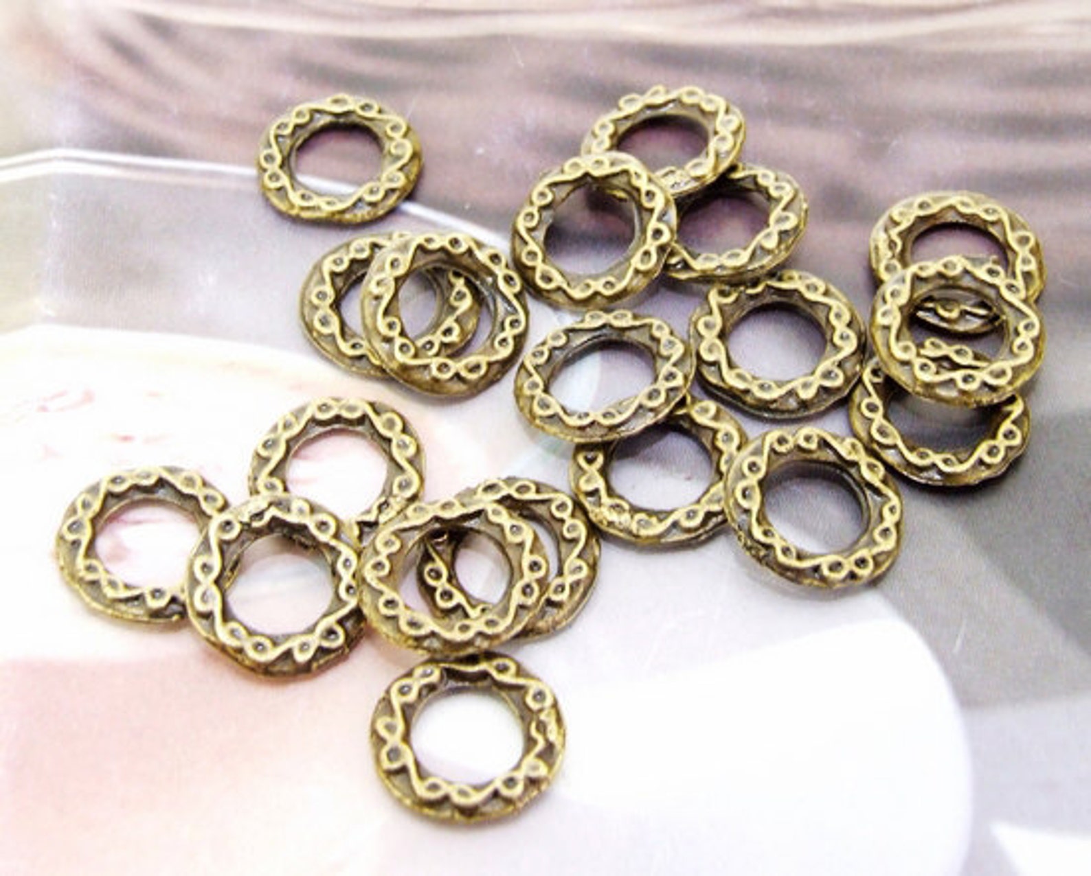 40beads Lots Ring Wheel Fitting Beads Antique Bronze Filigree - Etsy