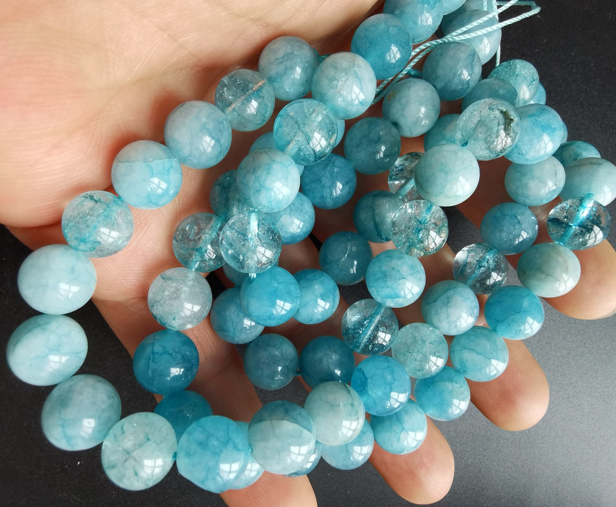 Round Aquamarine Quartz beads 8mm10mm12mm Blue smooth | Etsy