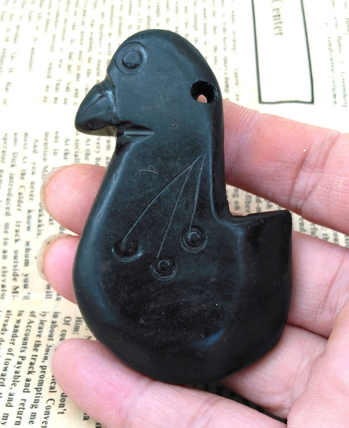 Superb Carved Bird Black Jade Pendant Head 3D Bird Brown Jade - Etsy