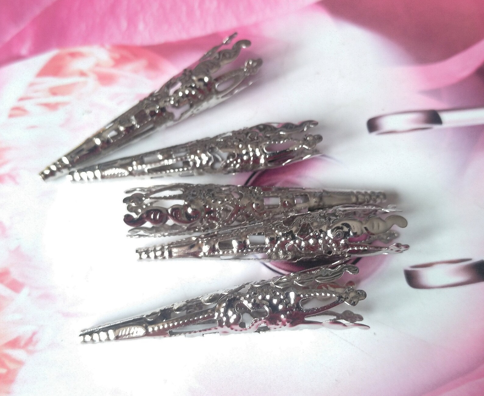 Long Cone Filigree Torch Bead Cap Silver Plated Golden | Etsy