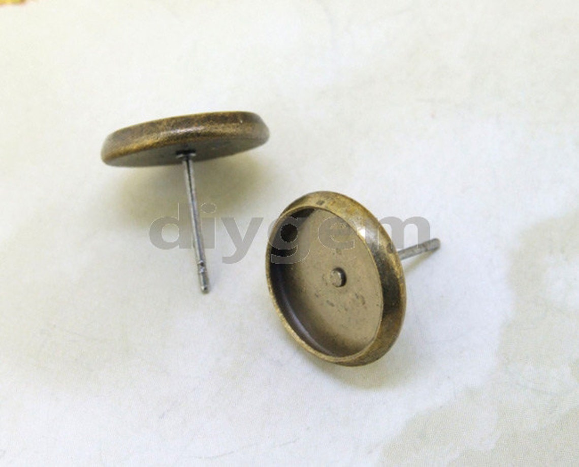 10pairs 20pcs Ear Stud Trays Bronze Filigree Smooth Pad Ear - Etsy