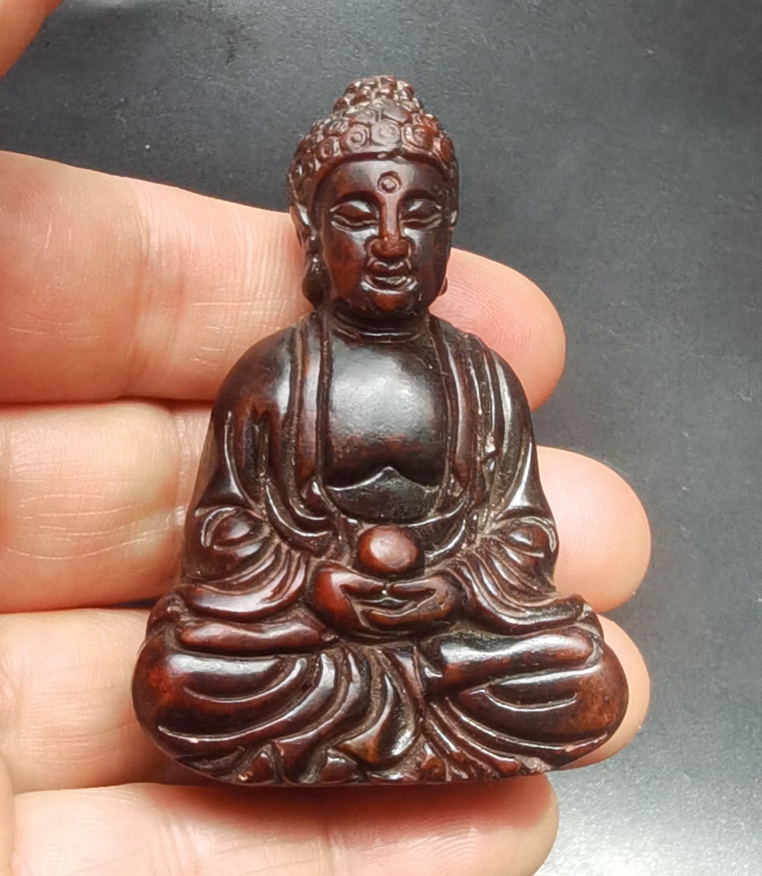 3D the Buddha Carving Dark Red Jade Stone Pendant,buddhism Amulet ...