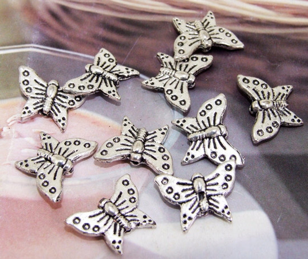 12PCS Butterfly Fitting Link Setting Silver Plated Base Filigree Metal ...