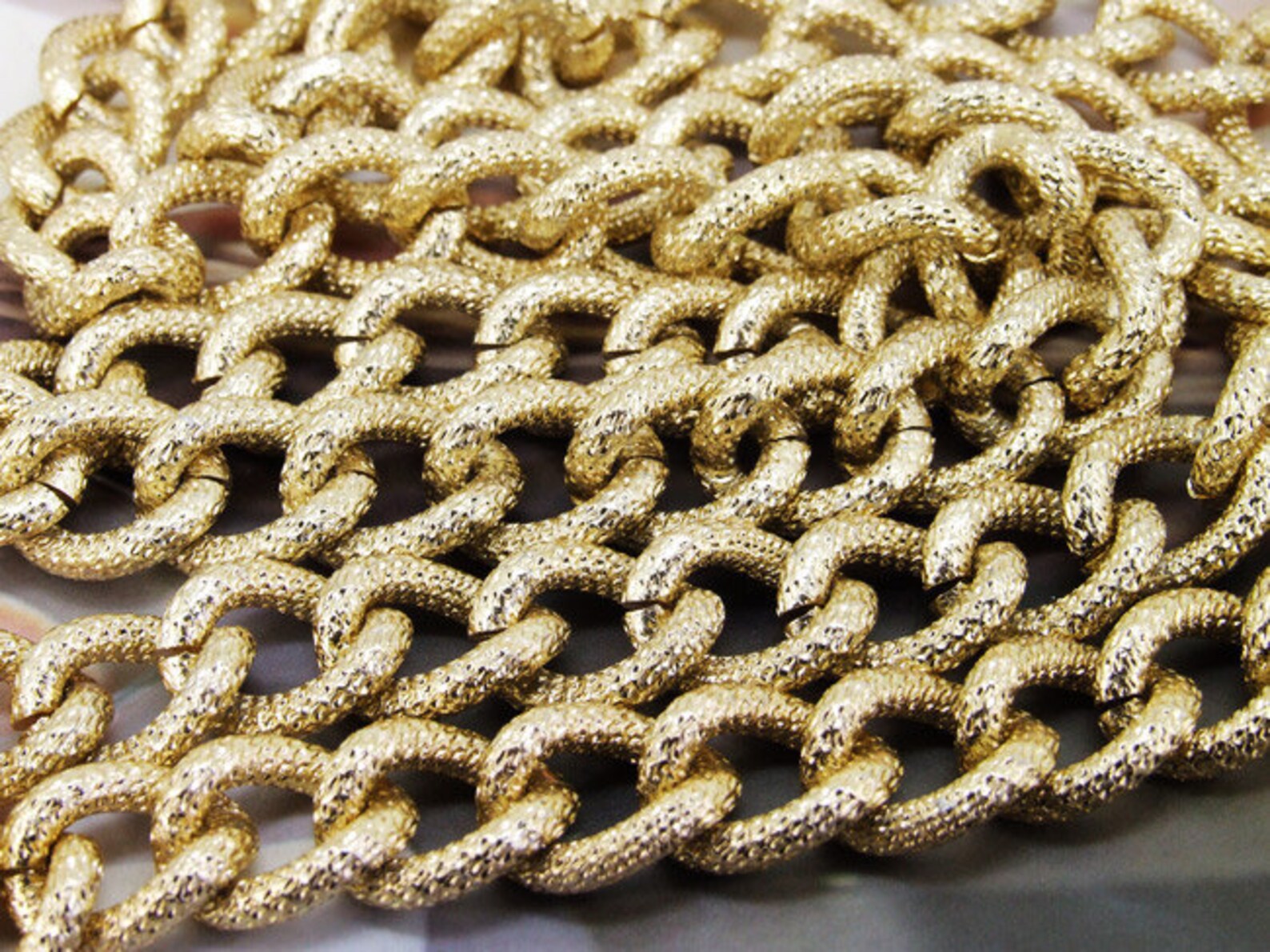 1m 38 Dot Loop Textured Chain Light Gold Chain | Etsy