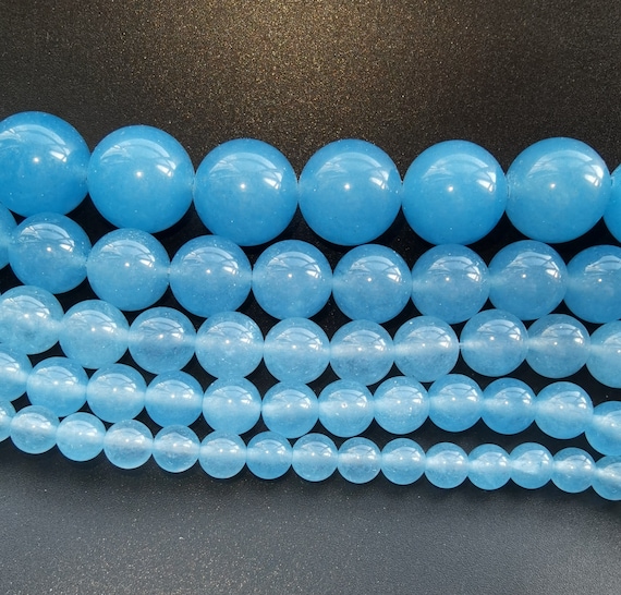 Round Sea Blue Jade Beads 4mm 6mm 8mm 10mm 12mm14mm | Etsy