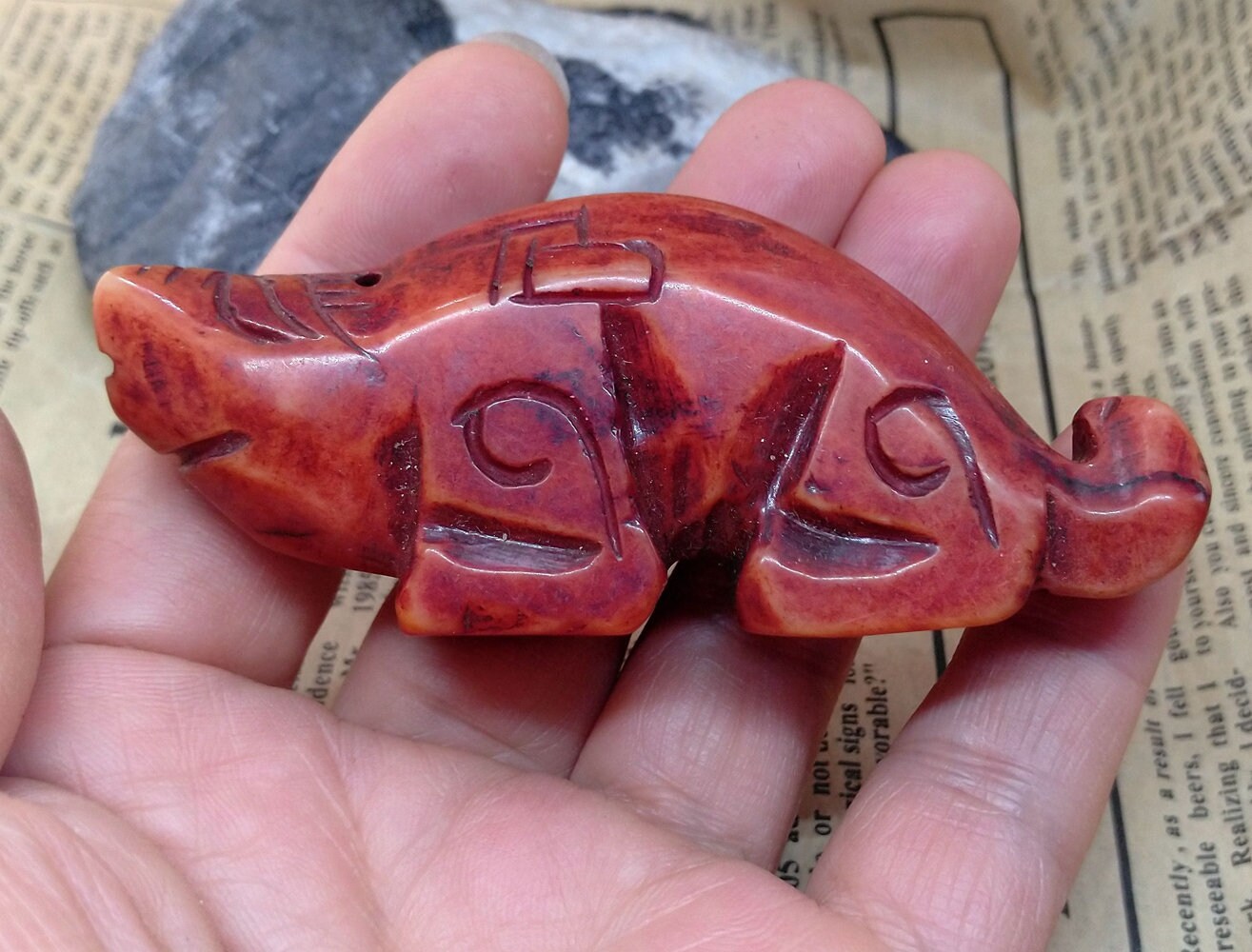 Carved yellow red Jade pendant 3D Old Dragon jade Pendant | Etsy