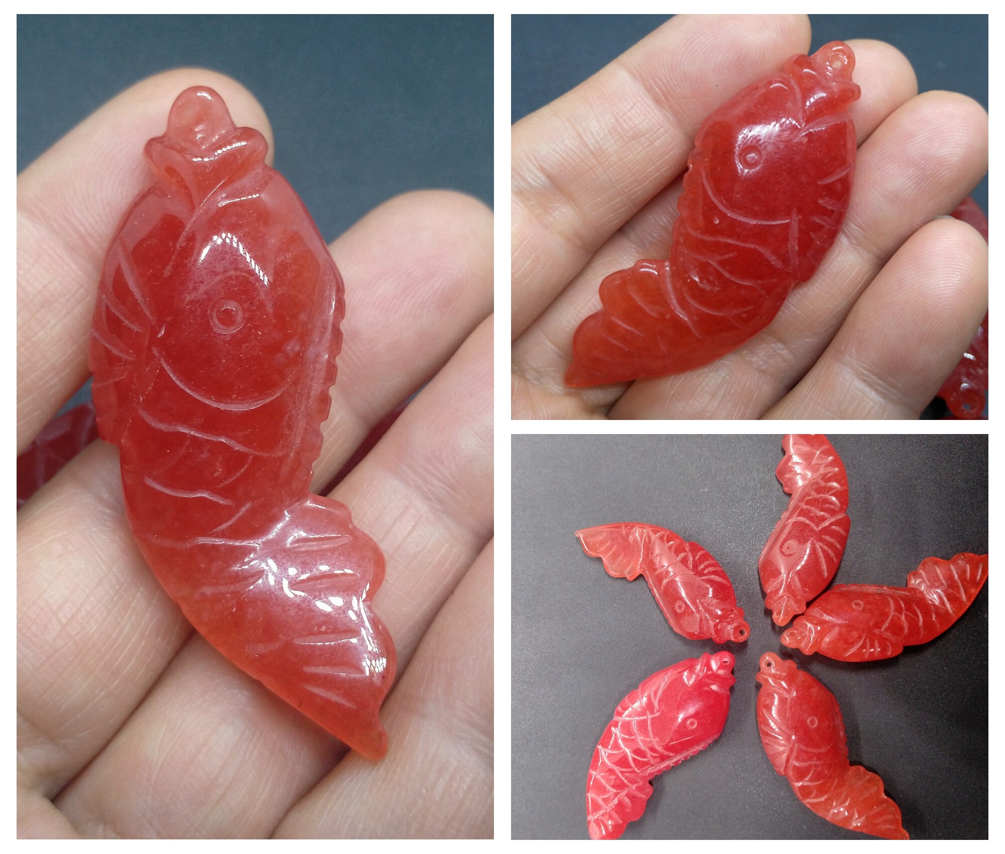 Fish jade pendantGreenPinklavenderRedbrown goldfish Jade | Etsy