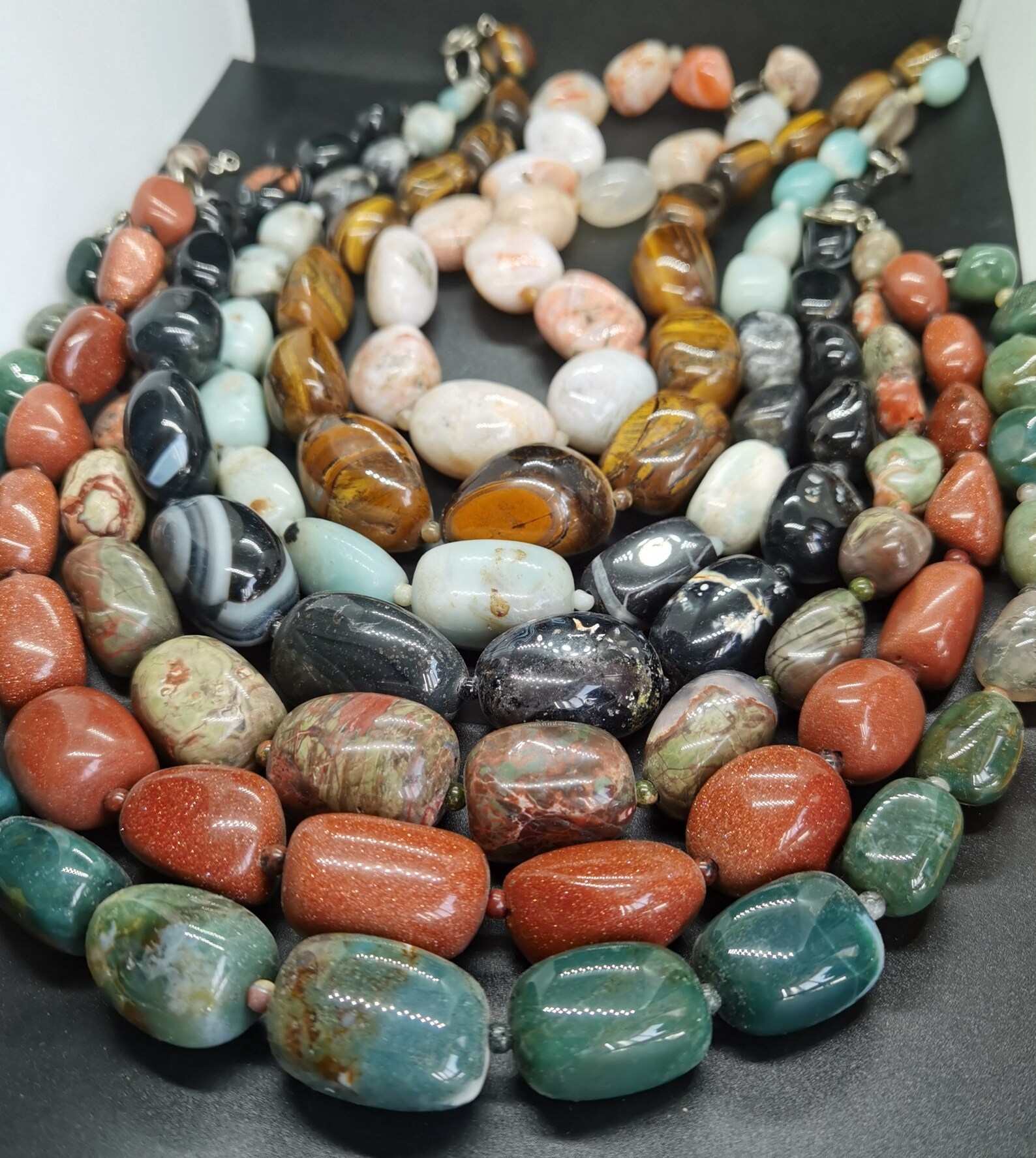 Nugget Random Natural Gemstone Necklacepink Agatetiger | Etsy