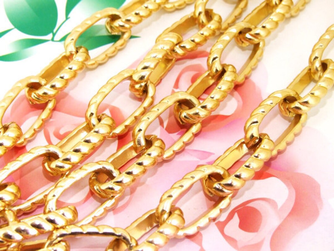 10chains Long Shiny Dot View Loop 15mmx24mm Plated Gold Aluminum Metal ...