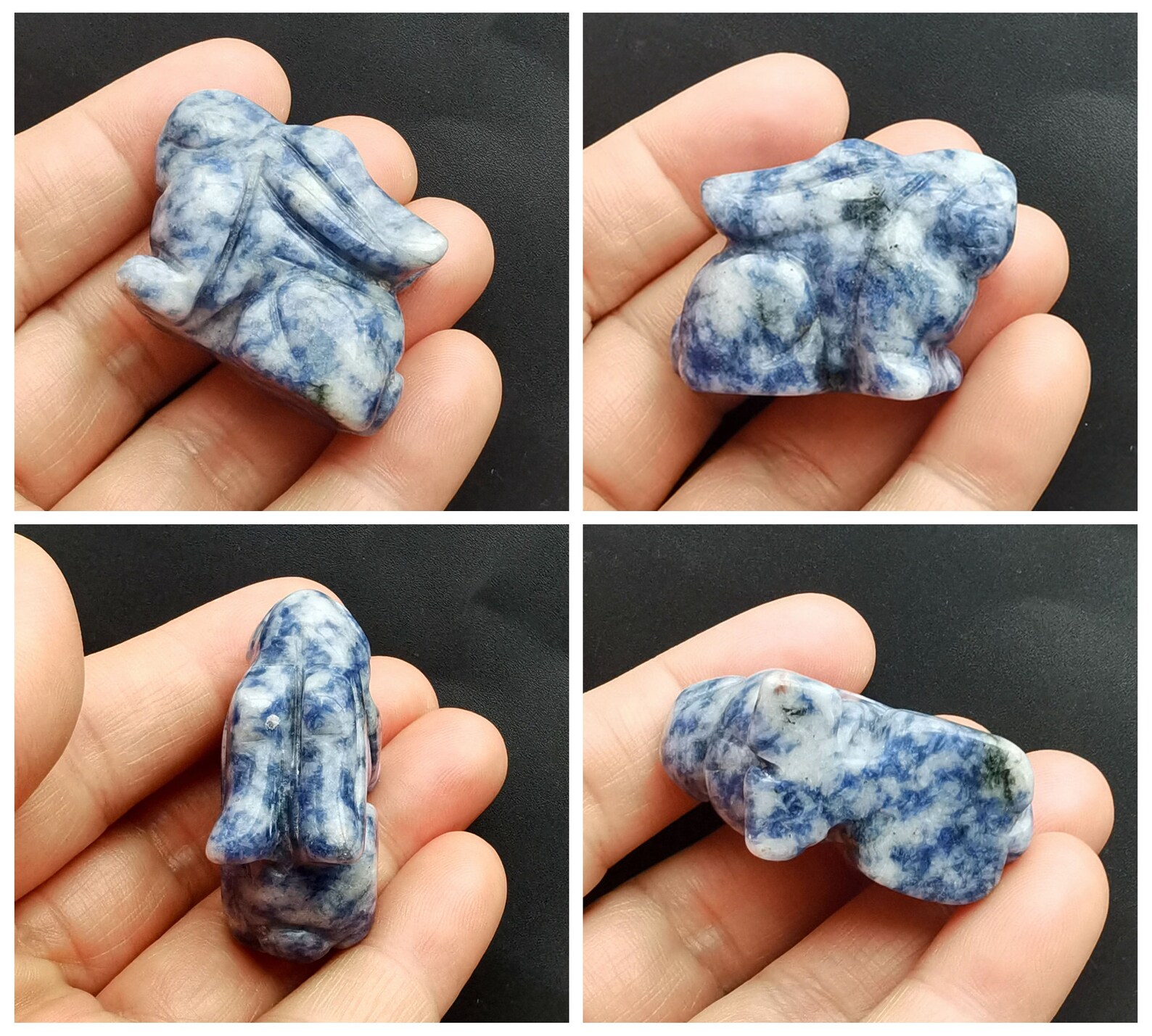 Rabbitfengshuicarved Natural Agate Stoneaventurineblue | Etsy