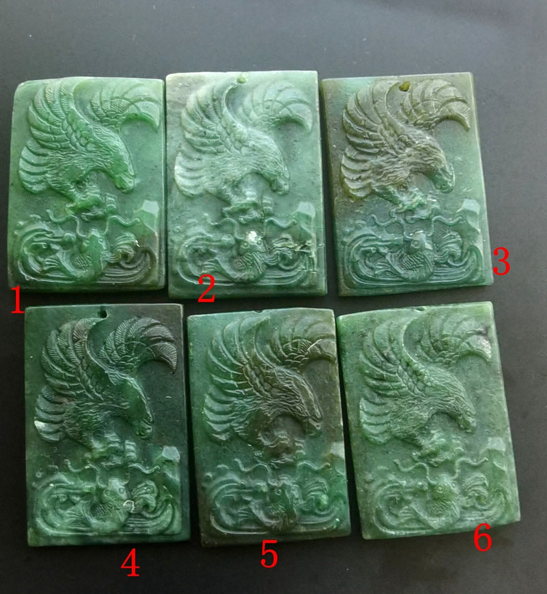 Rectangle Chinese Eagle Bird Nephrite Jade Stone Pendant,amulet ...