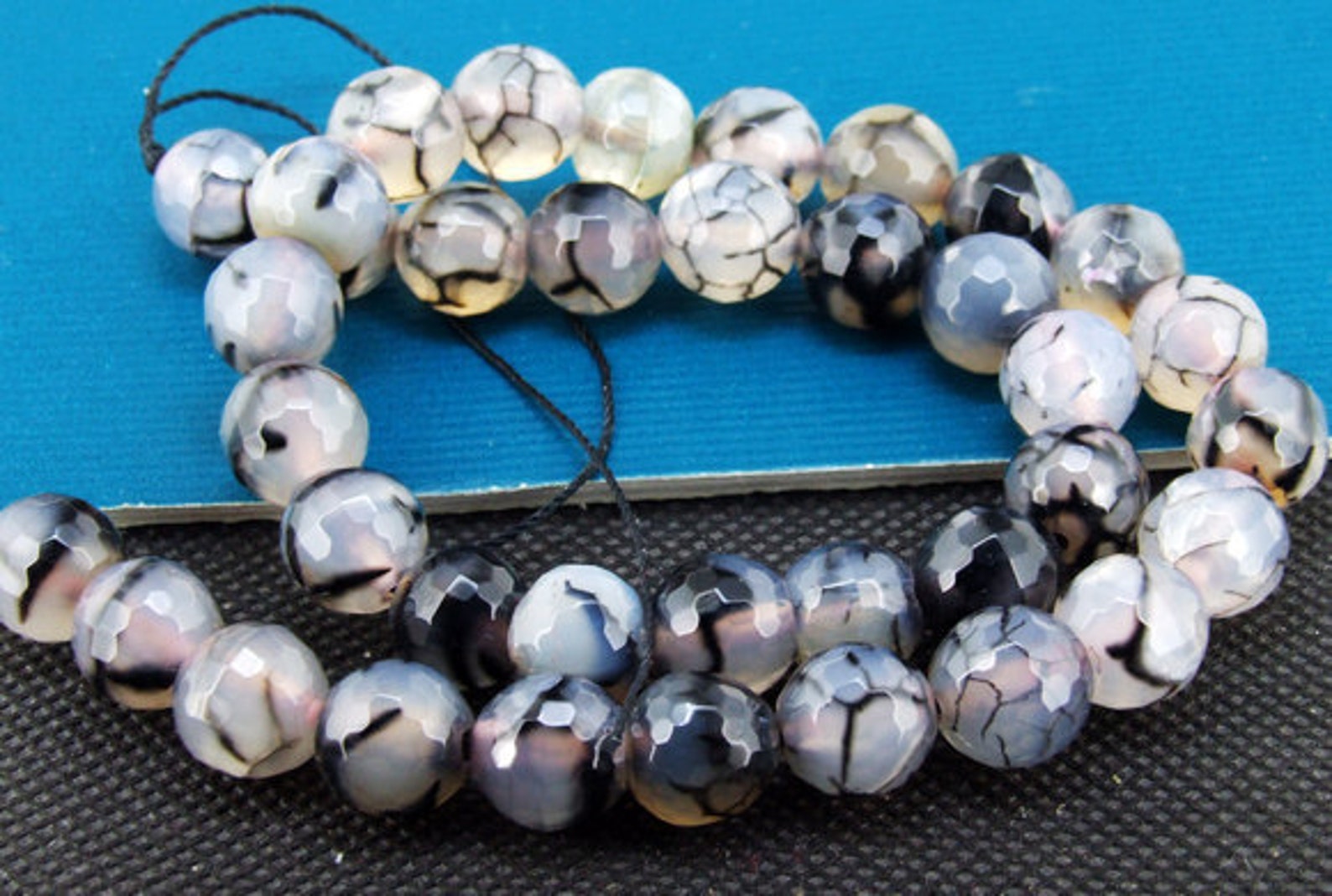 10mm12mm Faceted Black Dragon Vein Agate Stone Strandround - Etsy