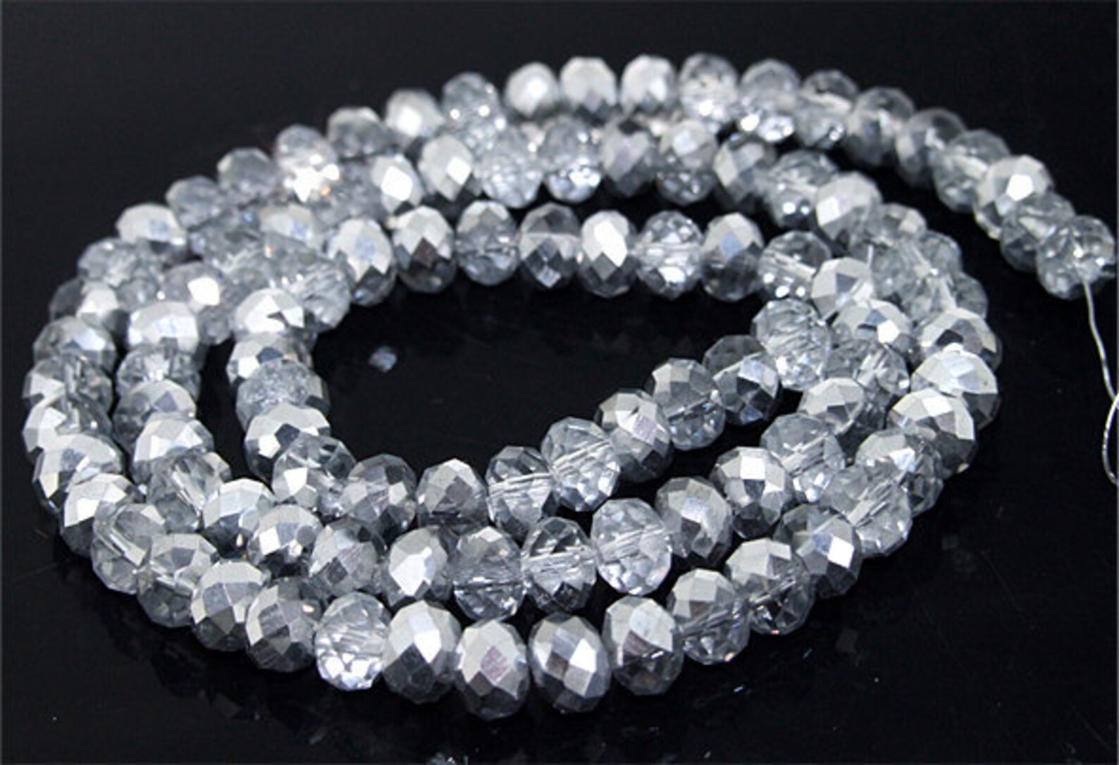 6mm faceted silver color glass beadsLoose 90beads FULL | Etsy