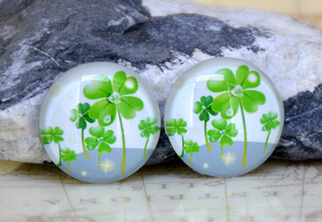 Handmade Four-leaf Clover Photo Glass Cabochon: DIY Jewelry Bead - Etsy