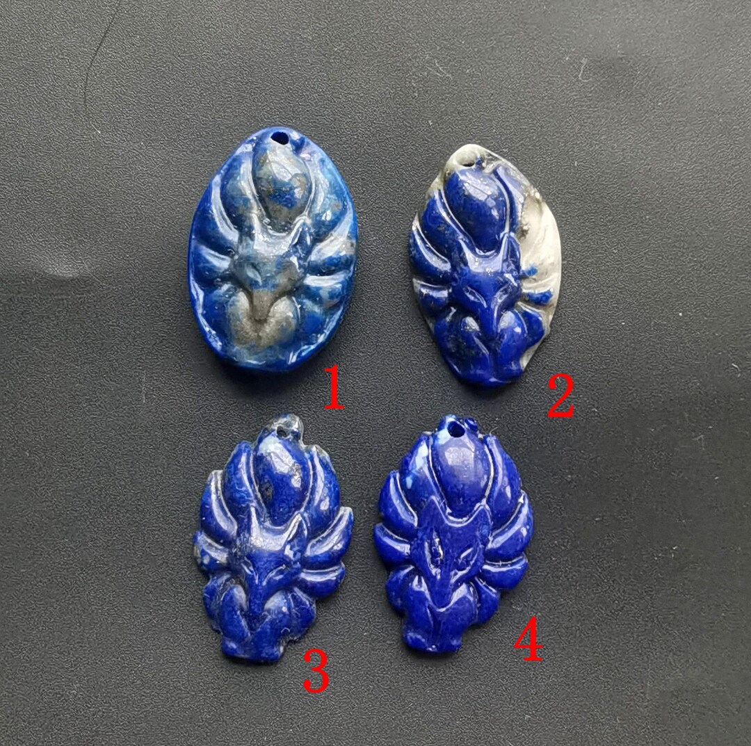 Super Untreated,fox Carved Natural Blue Lapis Lazuli Stone Pendant ...