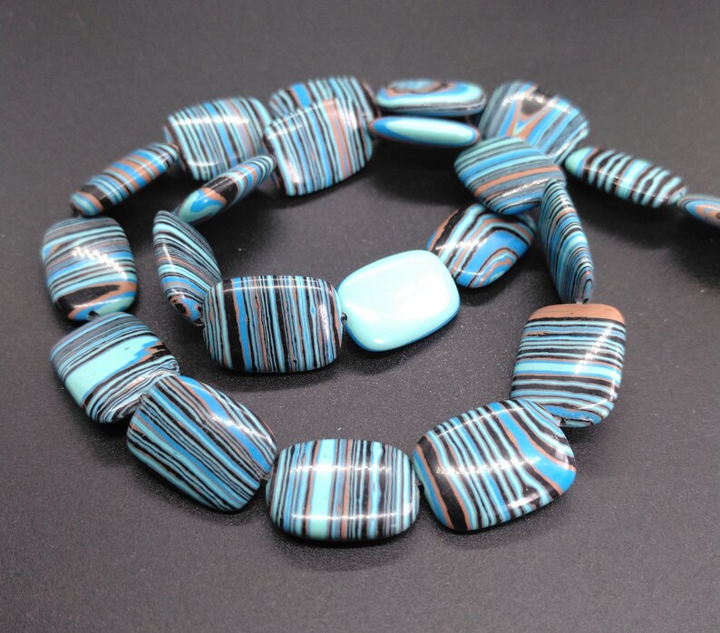 Rectangle Malachite strand Synthetic Stripe malachite | Etsy