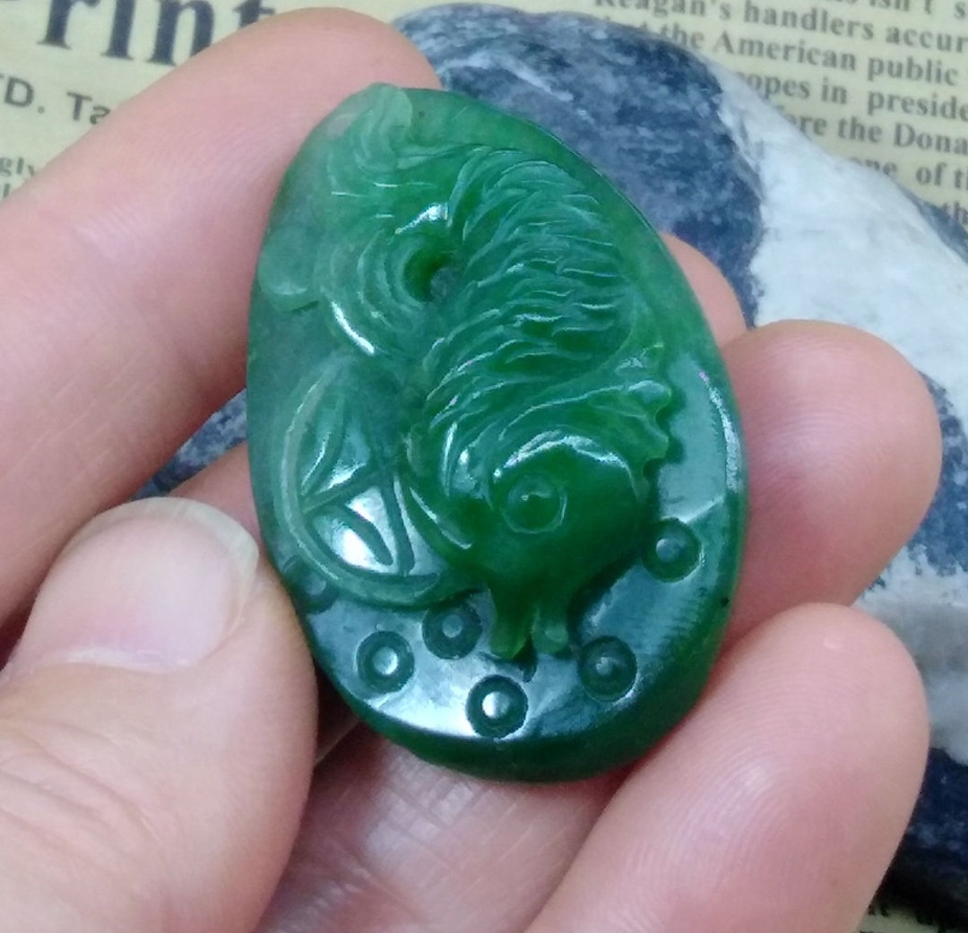 Fish Lotus Root Nephrite Jade Pendant,teardrop Natural Green Jade Stone ...
