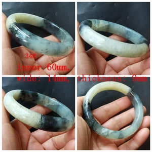 Inner 54mm,55mm,56mm,58mm,60mm,circle Smooth Natural Black Green Jade Stone Bangle,chinese Xiuyu ...