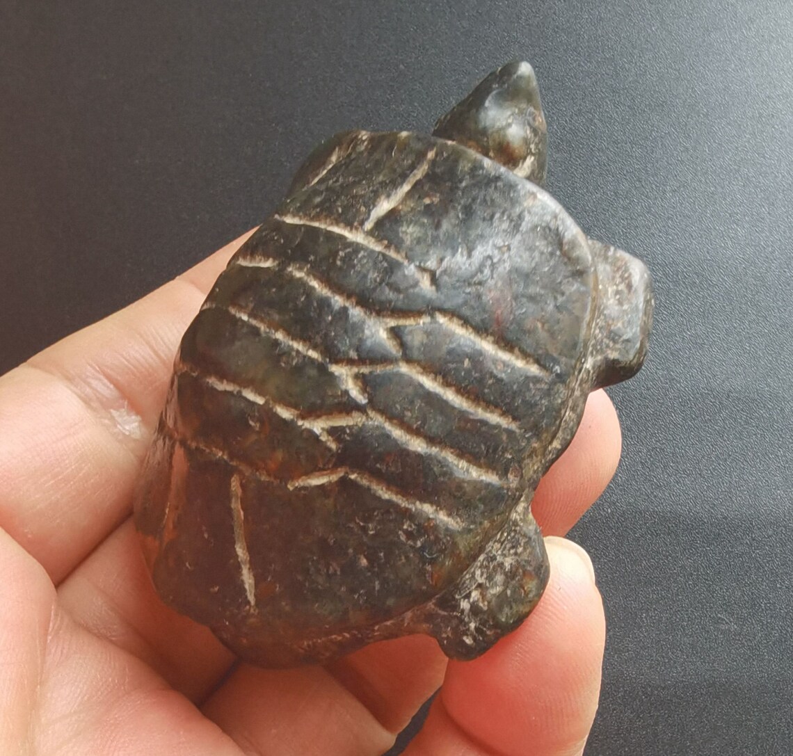Large Carved Tortoise Jade Pendant Black Jade Pendant 3D Charm - Etsy