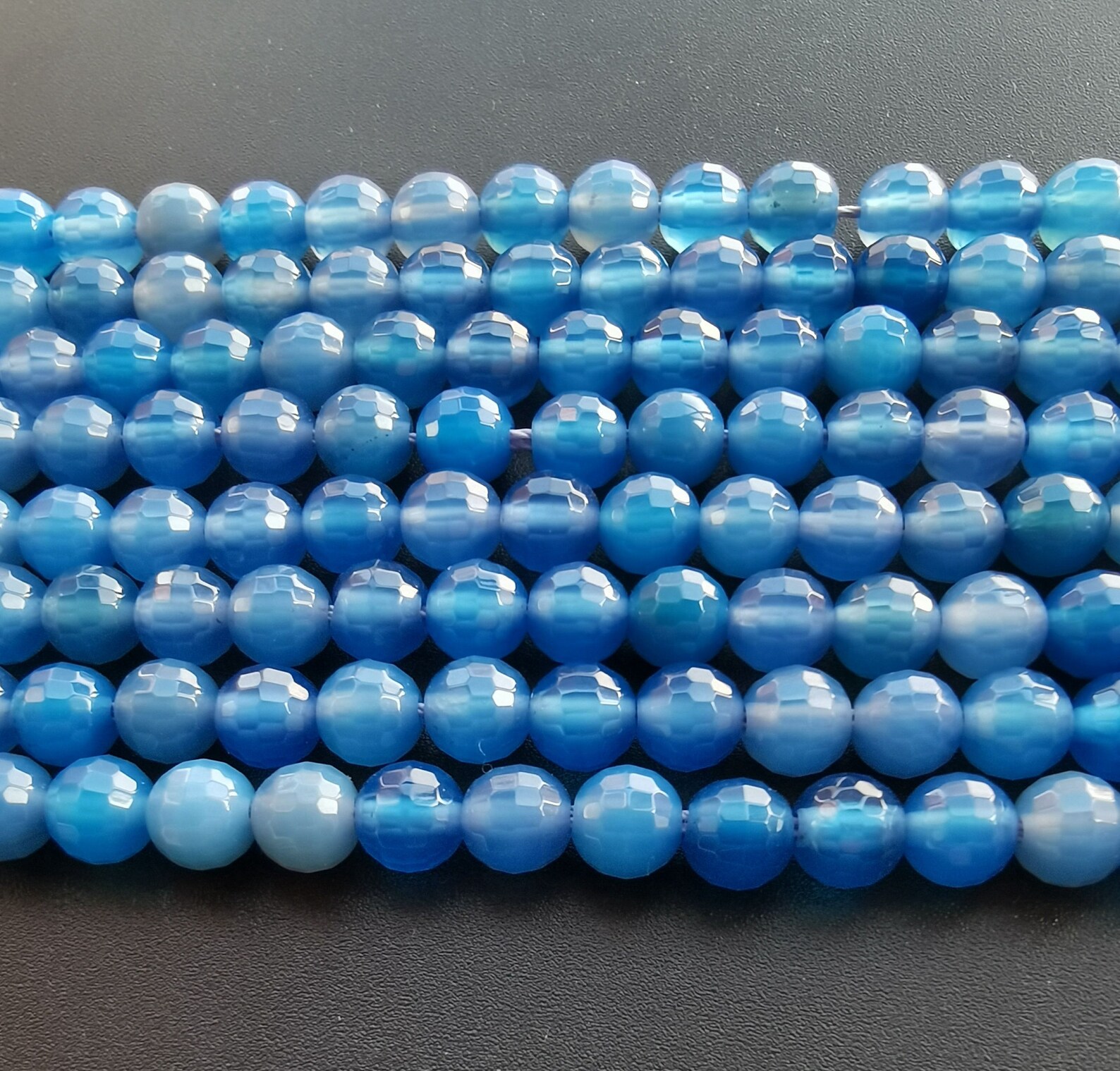 6mmFaceted Blue Agate stone strand loose Gemstone | Etsy