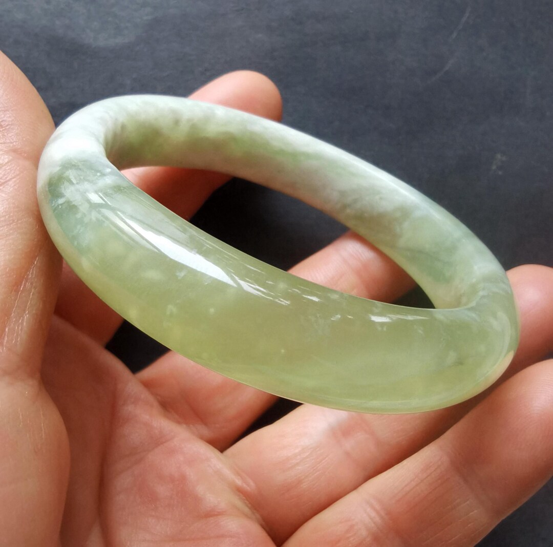 Inner 55.5mm,circle Smooth Natural Green Jade Stone Width Bangle,jade ...