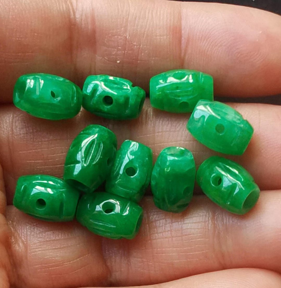 Circular Column,cylinder Tube Dread Carved Green Jade Stone,dreadlock ...