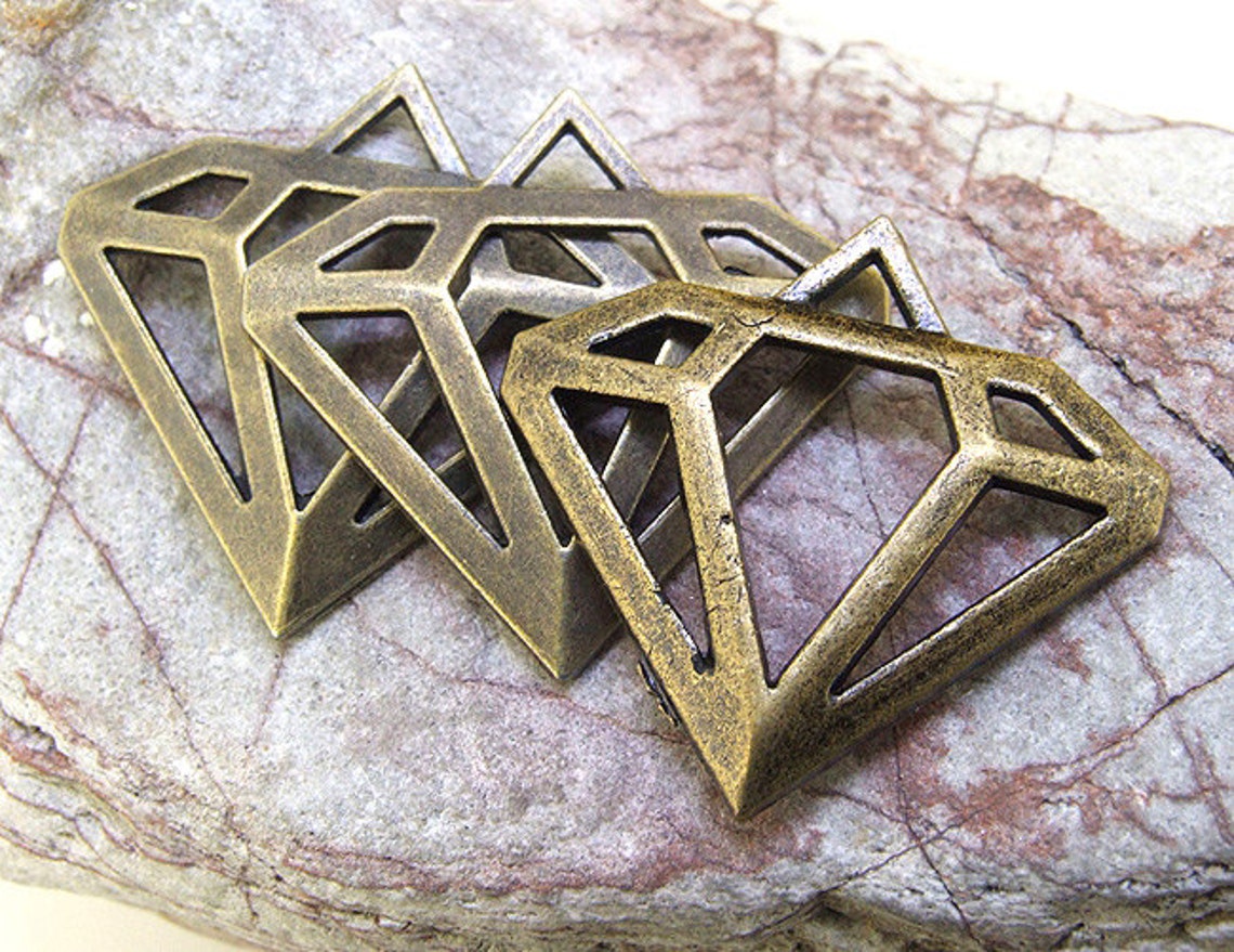 6pcs Diamond Pendant Links Connectors Antique Bronze Finding | Etsy