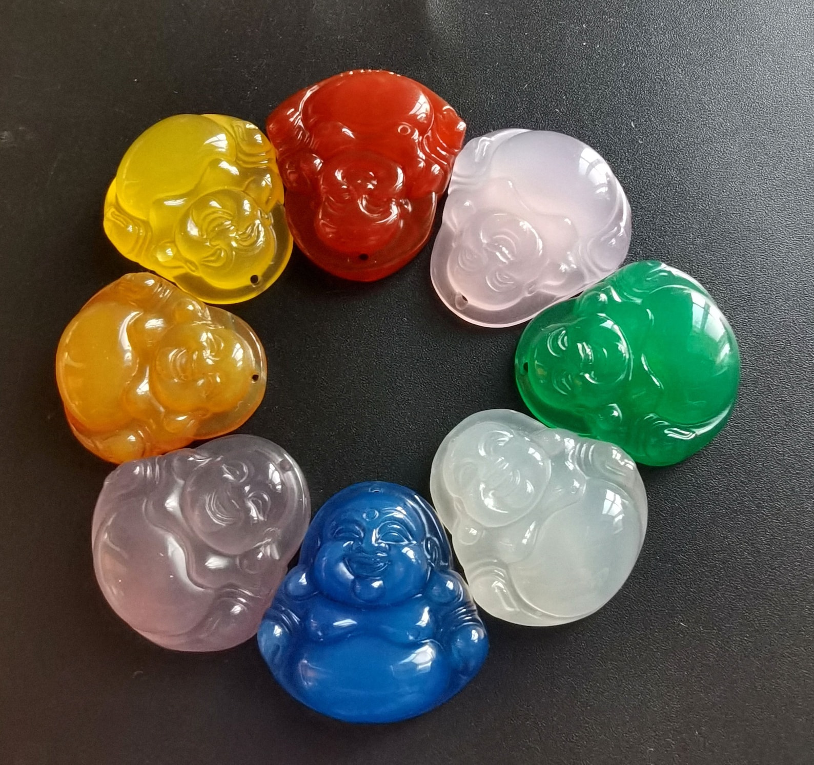 Smiling Buddha Agate Pendant Whitegreenpinkredbluecarved - Etsy