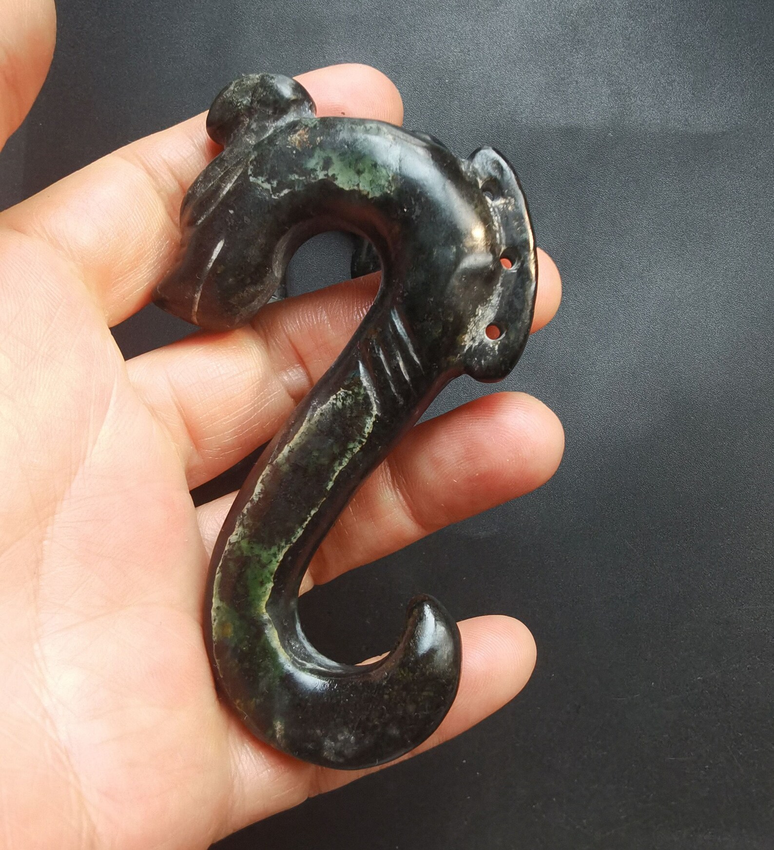 Hand Carved Black Jade Stone Dragon Animals Jade Pendant - Etsy
