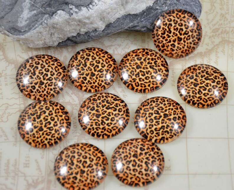 Circle New Leopard Print Handmade Photo Glass Cabochon | Etsy