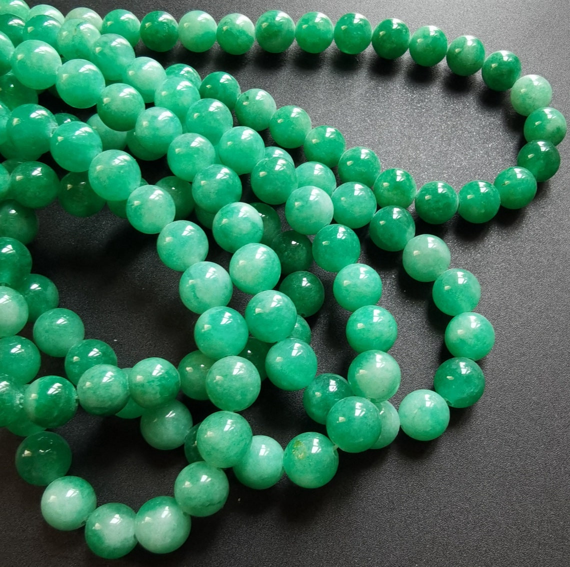 Round White Green Jade Beads8mmcharm Jade Stone Loose - Etsy