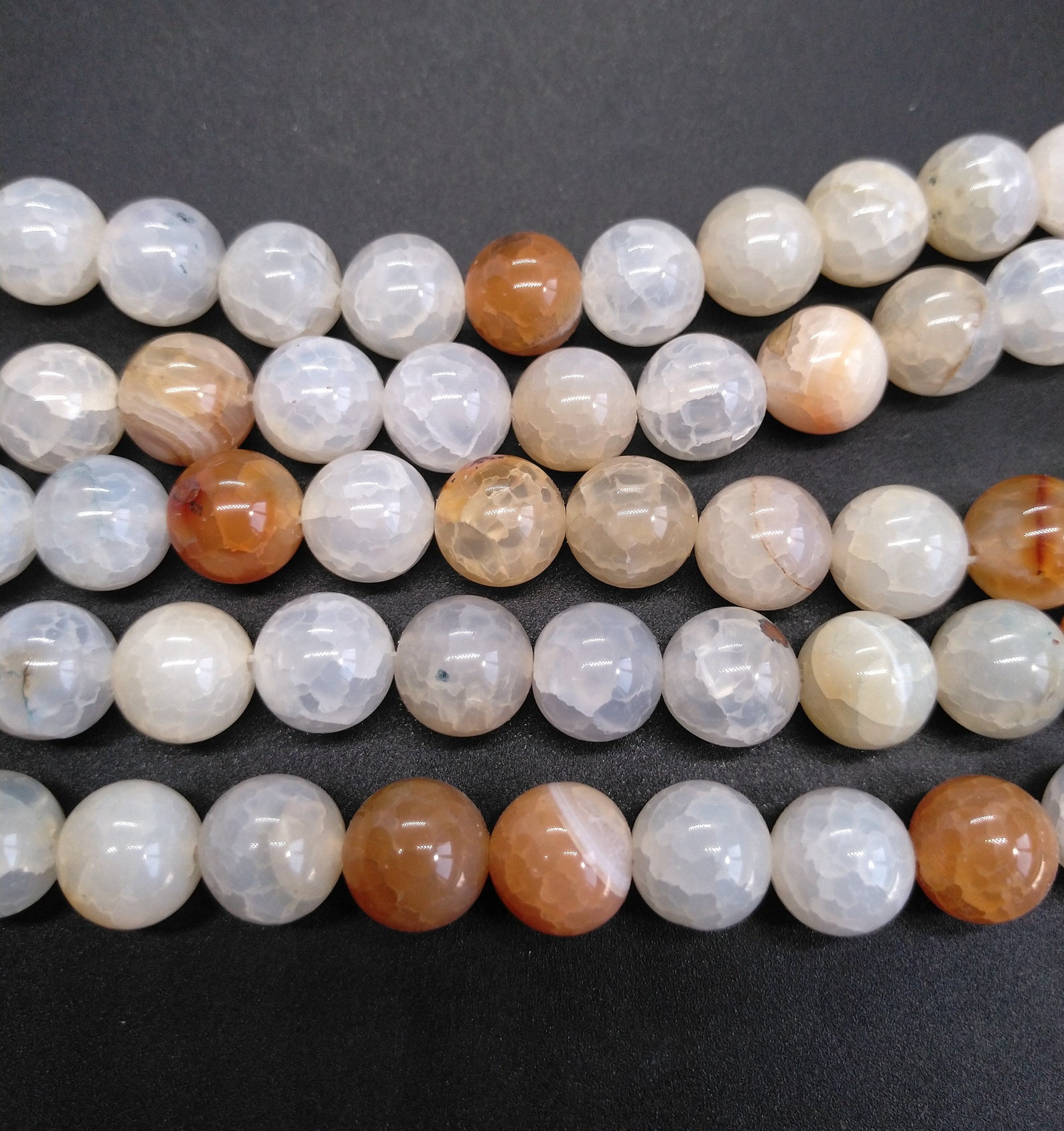 10mm White Dragon Veins Agate Beads: Round Gemstone Strand - Etsy