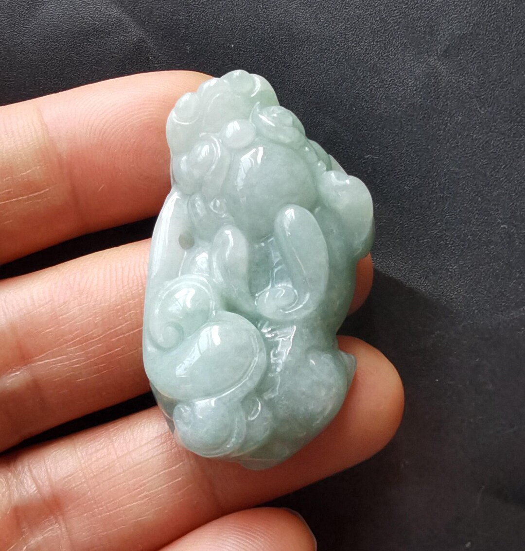 3D Pixiu Dragon Pendant: Natural Green Jadeite Gemstone Amulet - Etsy