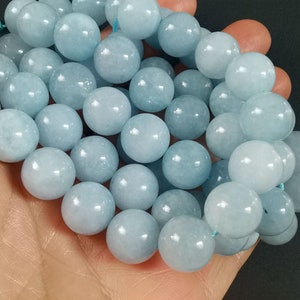 Round Aquamarine Quartz Strand, 6mm,8mm,10mm,12mm, Blue Smooth Round ...