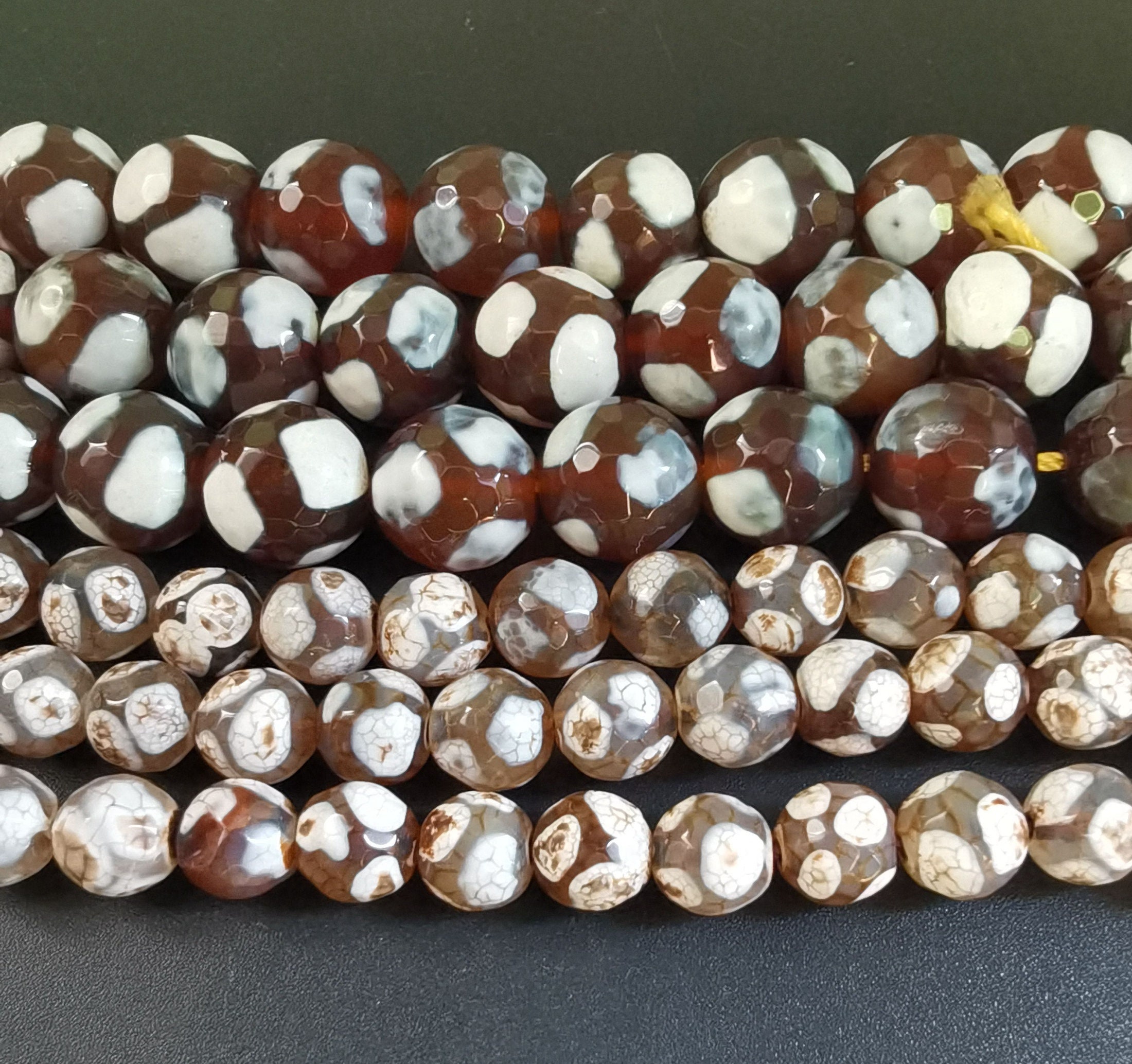 8mm14mmfaceted fire brown agate stone strandRound Loose | Etsy