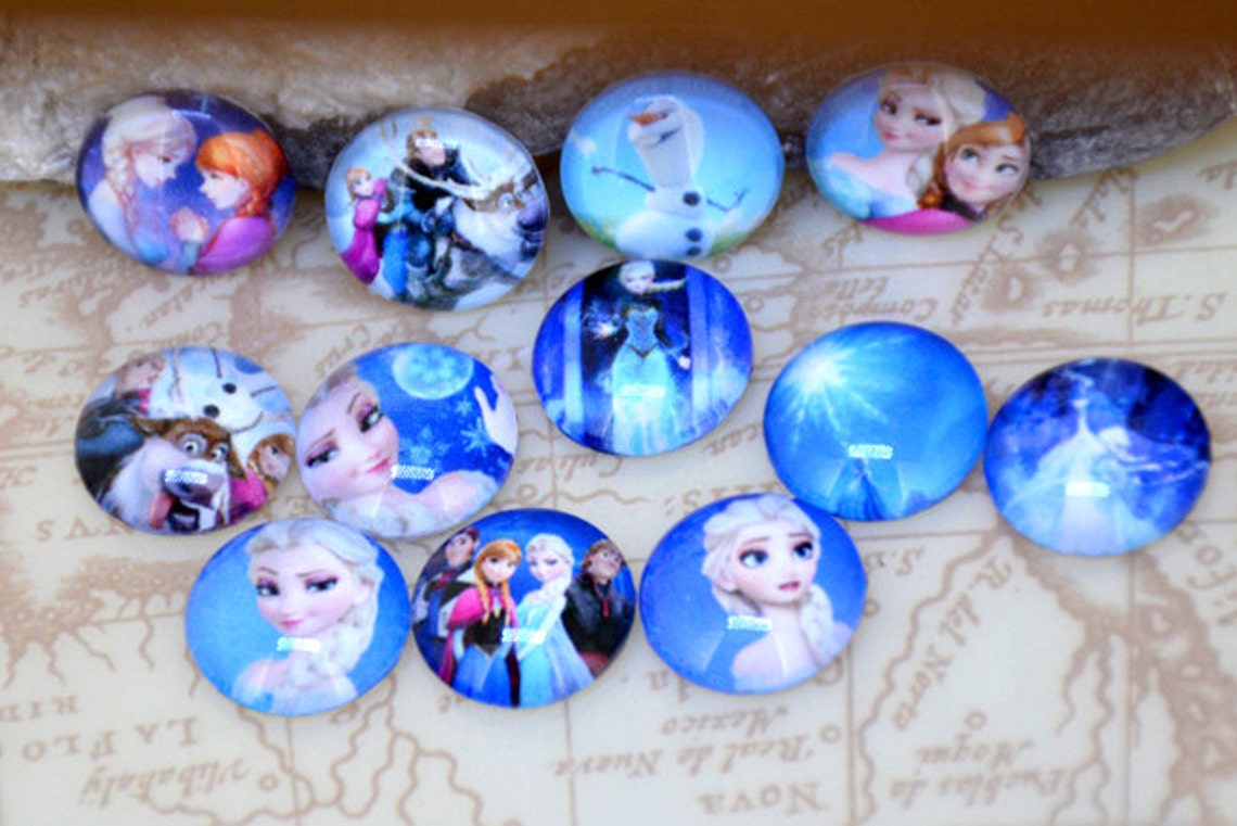 Circle Blue Frozen Elsa Handmade Photo Glass Cabochon Dome10mm | Etsy