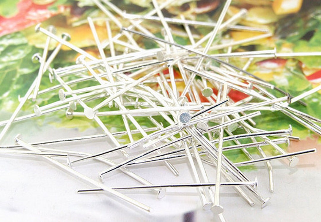 Coin Head Pins Silver Plated Metal Filigree Metal 22mm---200beads---3mo ...