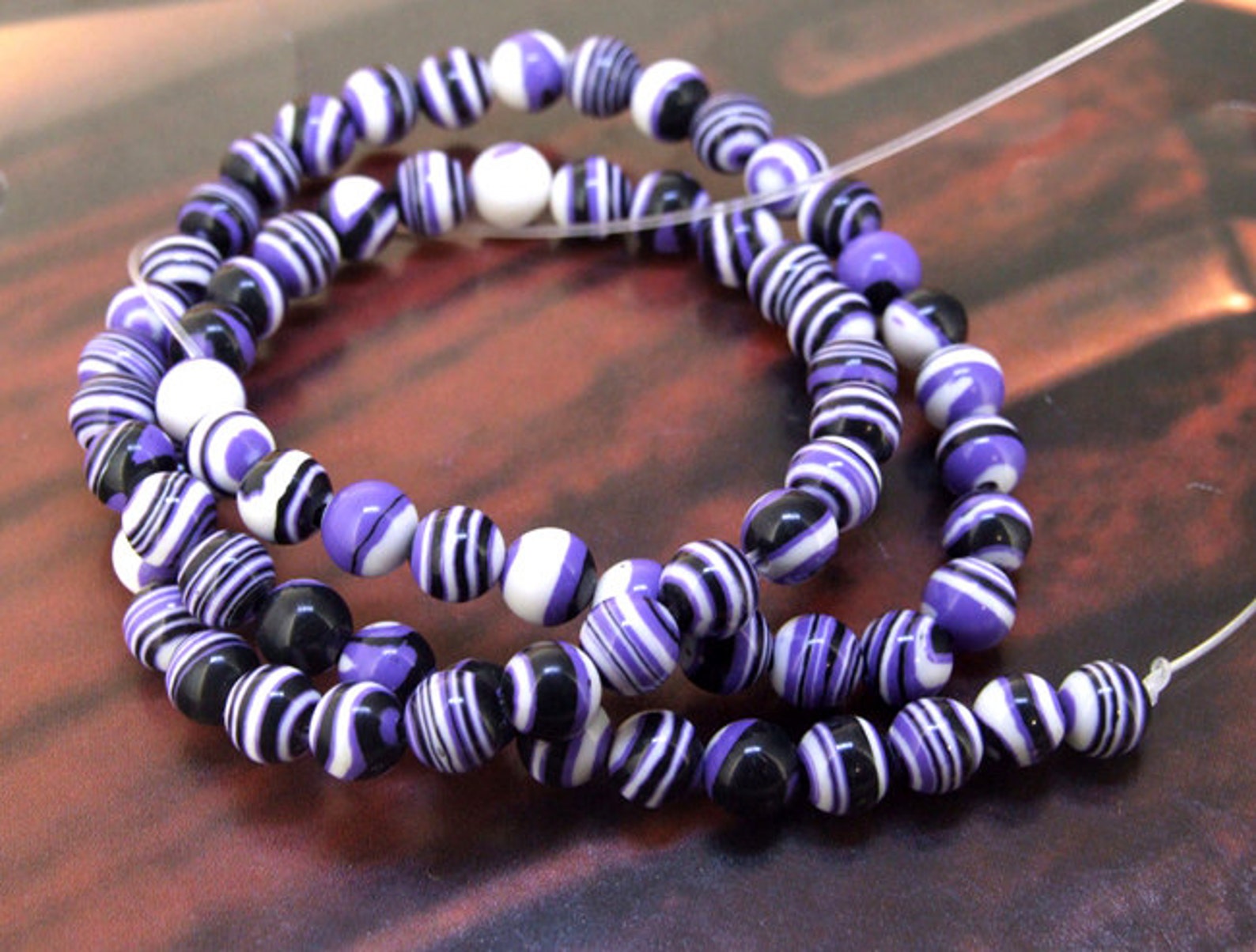 6mm-16mm Round Purple/red/blue/green/white Zebra Stripe Malachite ...