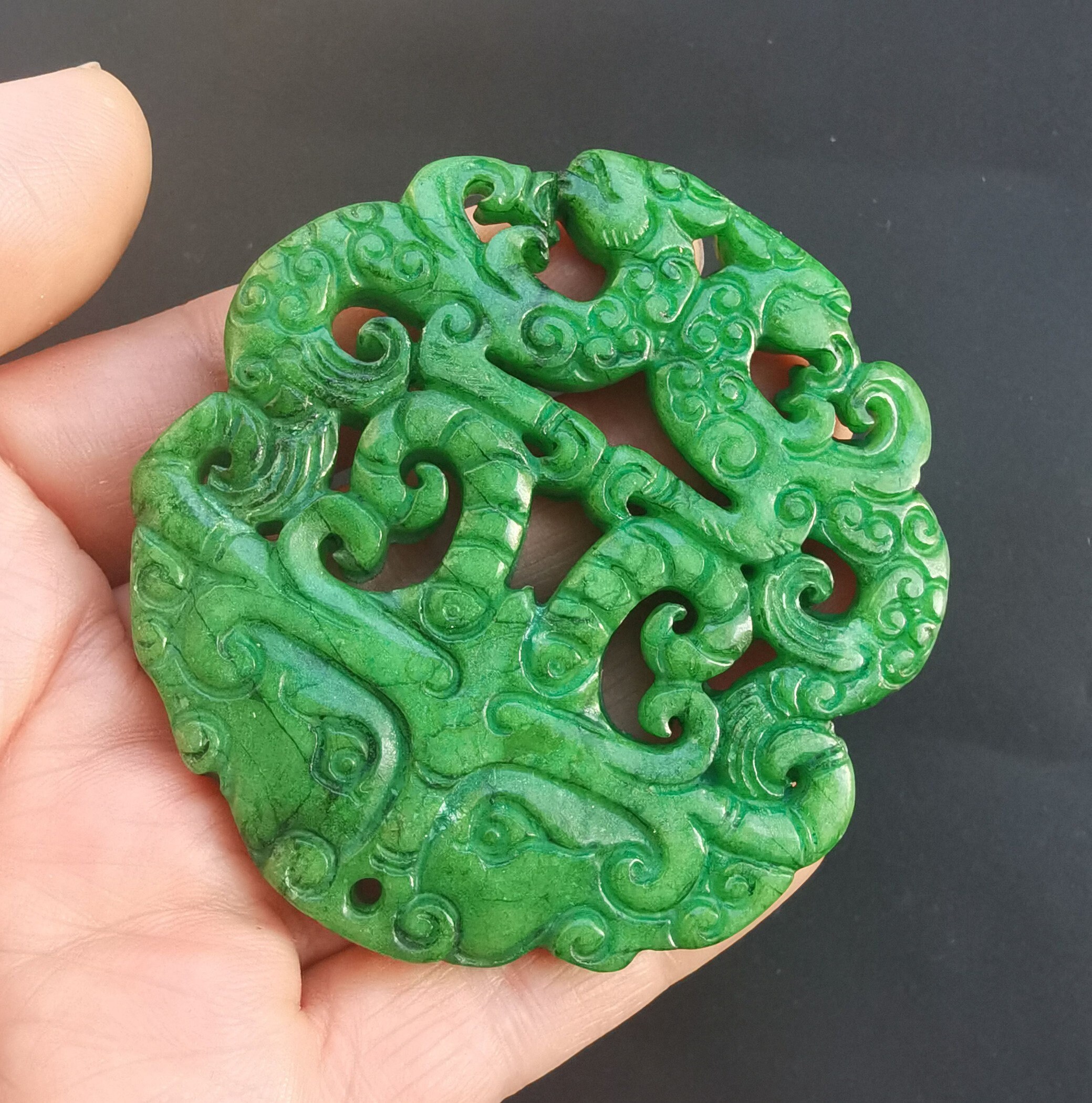 Chinese Goat Headchinese Dragon Jade Stone Pendant Circle | Etsy