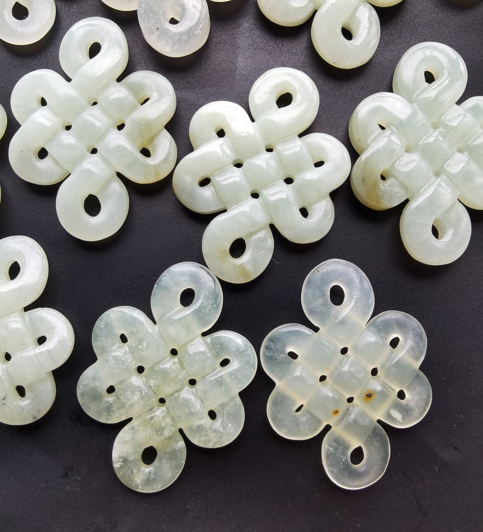 Chinese Knot Jade Pendant Link White Green Carved Natural - Etsy