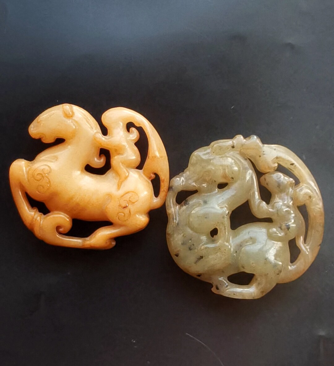 Carving Horse,dragon Rat Mouse Natural Jade Stone Pendant,double Face ...