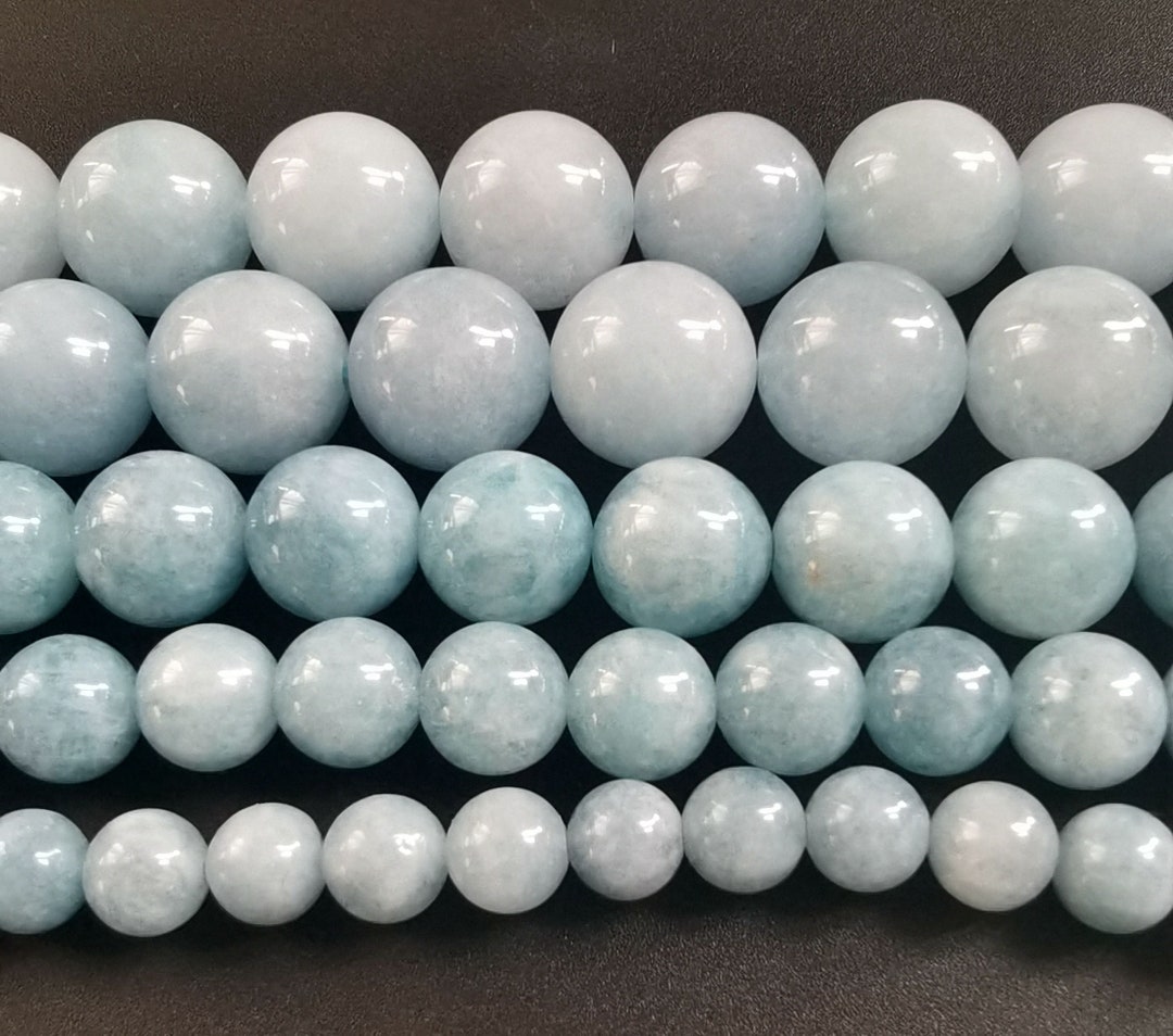 Round Aquamarine Quartz Strand, 6mm,8mm,10mm,12mm, Blue Smooth Round ...