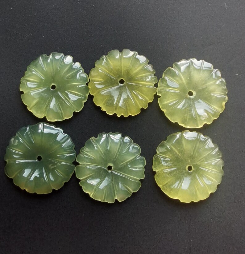 Flower Carved xiuyu Natural Yellow Green Jade - Etsy