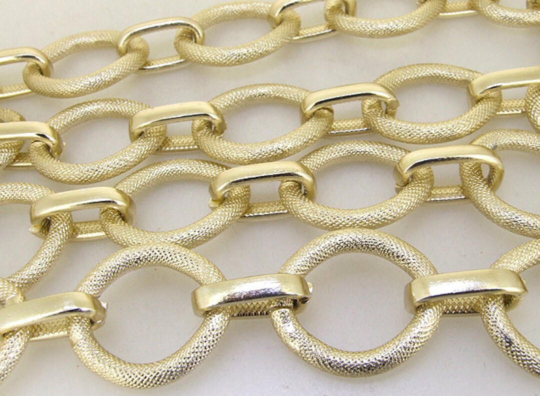 One Chain Long Shiny Loop Dot 30mmx35mm 14mmx25mm Light Gold Aluminum ...