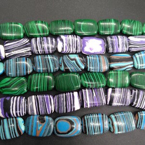 Rectangle Malachite Strand, Synthetic Stripe Malachite 13mmx18mm, Green ...